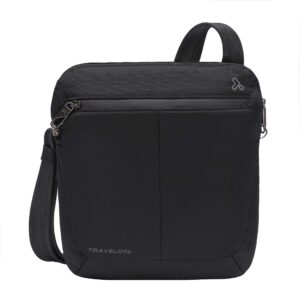 travelon anti-theft active small crossbody messenger bag, black