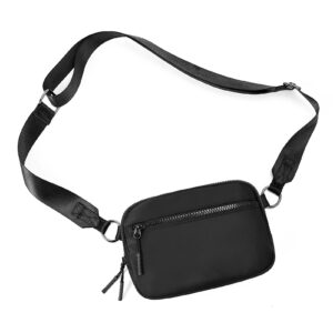 westbronco small crossbody bags for women nylon with adjustable strap, mini crossbody purse, fahion shoulder bag for traveling workout black