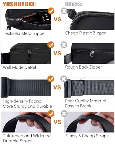 YOSHUYUKI Fanny Pack Crossbody Bag Trendy Waterproof Small Sling Cross Body Purse for Women Men Fashion Waist Packs Mini Belt Pouch Chest Bum Hip Lulu Dupes Travel Vacation Running Black