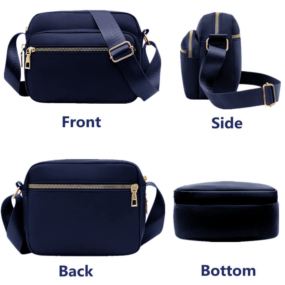 DIHKLCIO Nylon Crossbody Bags for Women Purses and Handbags Women's Casual Messenger Bags Waterproof Black Crossbody Purse (deep blue)