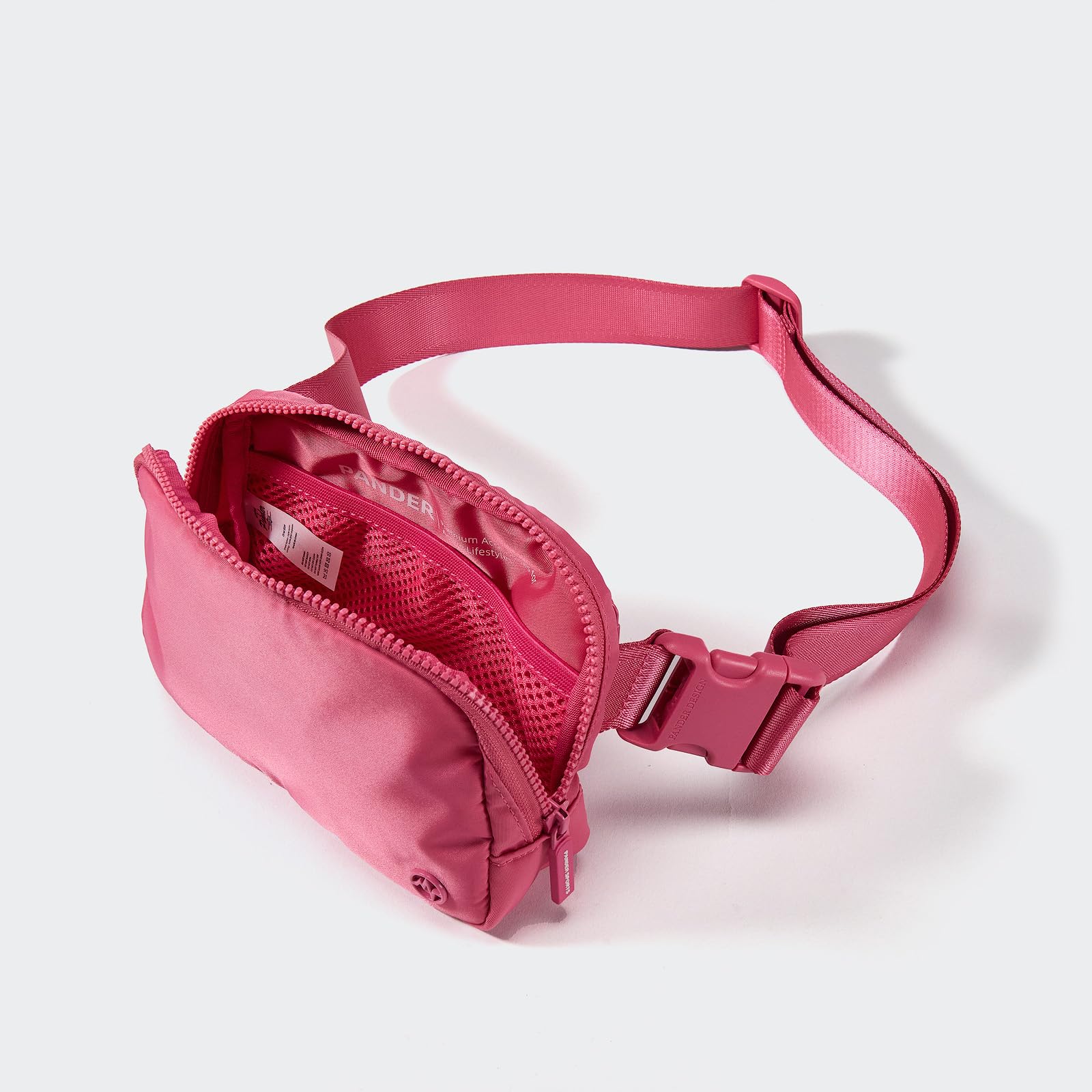 Pander Two Way Zipper Fanny Pack Nylon Everywhere Belt Bag for Women, Water Repellent Waist Packs, Crossbody Bags with Adjustable Strap (Hot Pink).