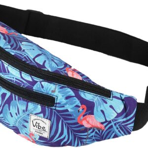 Vibe Festival Gear, proposed title- Vibe Festival Gear Fanny Pack for Men Women - Many Prints - Black Holographic Silver Gold Cute Waist Bag for Festival Rave Hiking Running Cycling