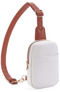 telena small sling bag for women leather crossbody fanny packs chest bag for women beige brown