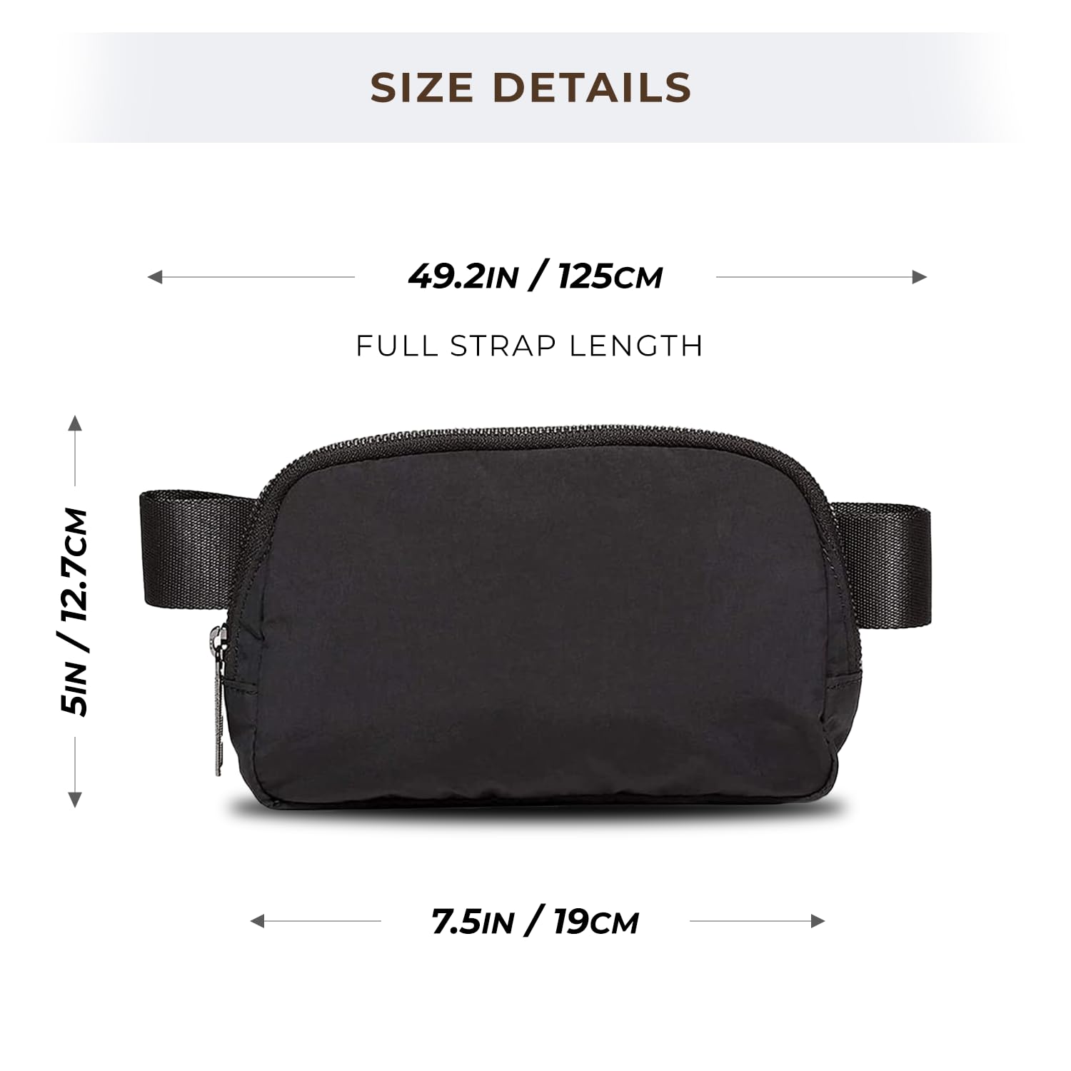 Lulu Belt Bag For Women and Teen Girls - Ladies Bum Bag Fashion Waist Packs, Lulu Dupe Bag Fanny Pack, Aesthetic Stuff - Lulu Dupes Everywhere Belt Bag, Gifts for Women (Black)