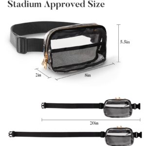 ZUEMET Clear Fanny Pack Stadium Approved, Clear Belt Bag Waterproof Waist Bag for Concerts Sports Event Workout Grey…