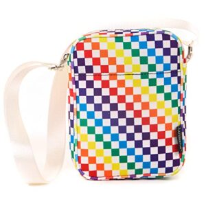 fydelity rainbow checkered small crossbody bag for women, sling bag festival crossbody bag for men, womens sling side shoulder bag, crossbody bags festival bag concert cross body bag purse gay pride