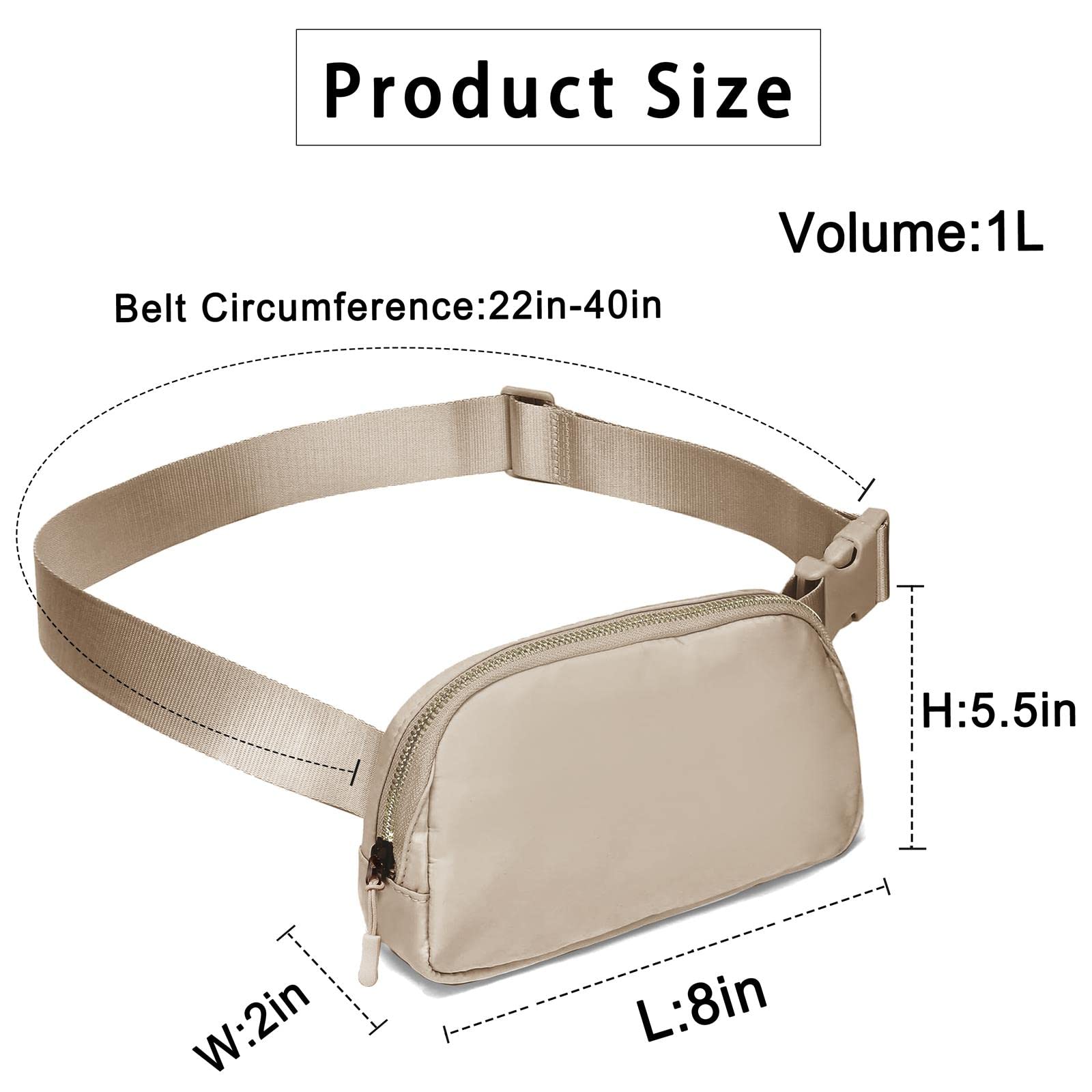 Amazerbst Belt Bag, Fanny Pack, Everywhere Belt Bag,40 Inch Adjustable Strap,Belt Bag for Women and Men,Waterproof (BROWN)