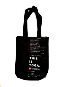 lululemon small reusable tote gym bag (this is yoga, black)