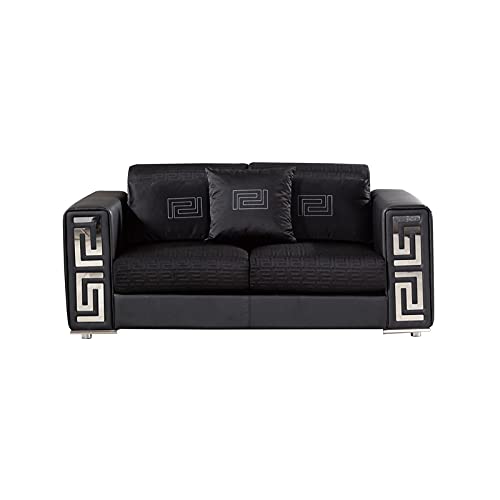 American Eagle Furniture AE223 Black Color with Faux Leather and Fabric Loveseat