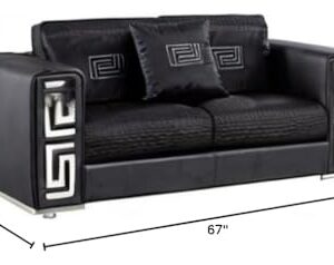 American Eagle Furniture AE223 Black Color with Faux Leather and Fabric Loveseat