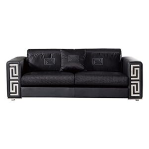 american eagle furniture ae223 black color with faux leather and fabric sofa