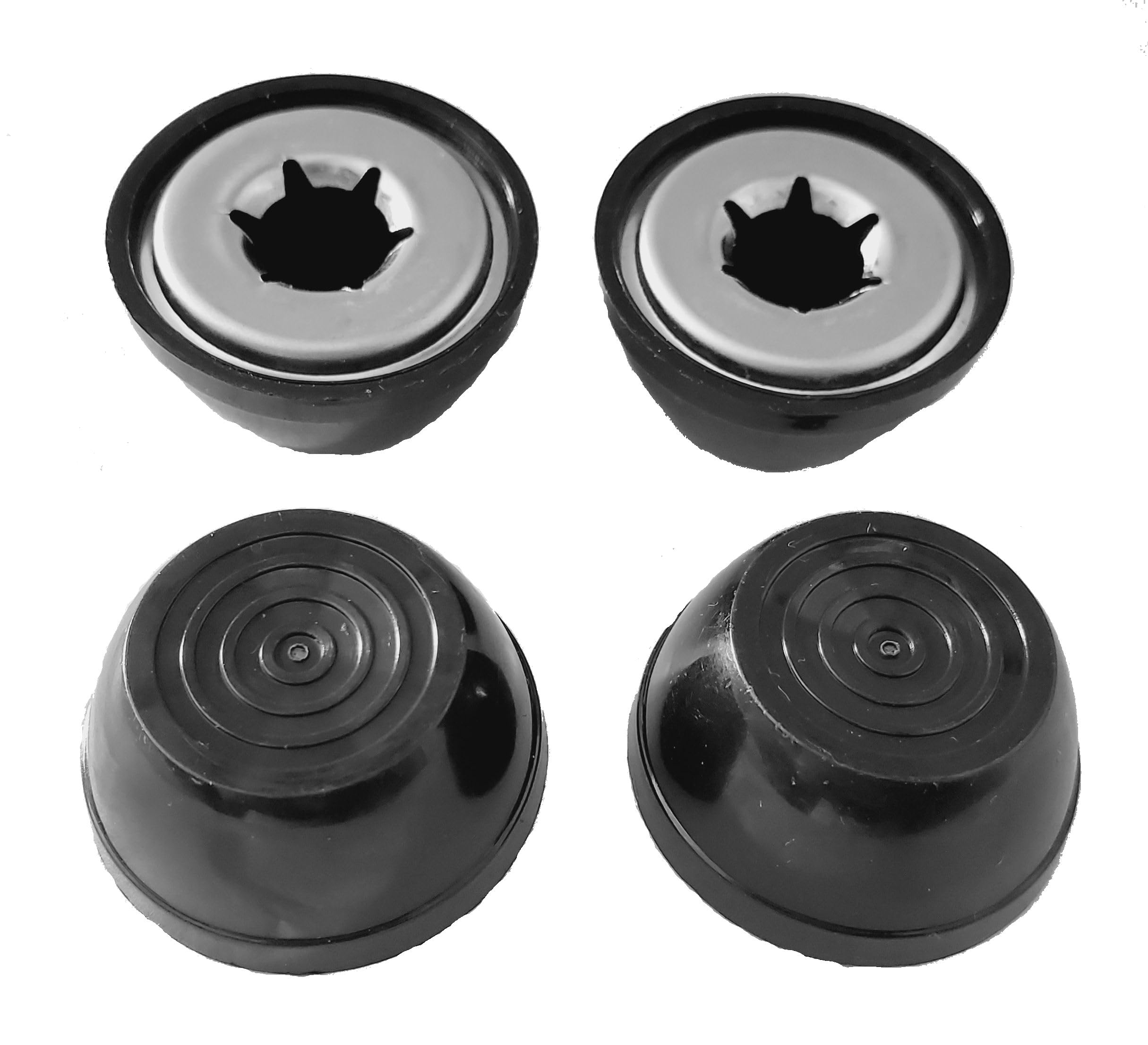 Quadrapoint Hub Cap for Popular Red Wagon Brand Plastic & Folding Wagons 7/16" BLACK (NOT for Wood or Steel Wagons) (Black)