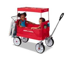 radio flyer beach & boardwalk wagon, folding beach cart, ages 1.5+, red beach wagon