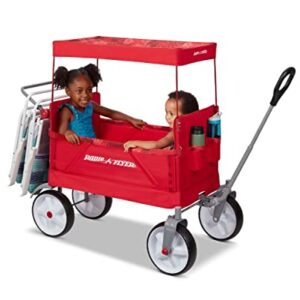 Radio Flyer Beach & Boardwalk Wagon, Folding Beach Cart, Ages 1.5+, Red Beach Wagon