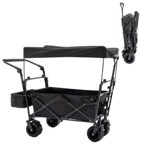 stroller wagons for 2 kids, collapsible wagon with seat belt and canopy, kids wagon beach cart with big wheels for sand, folding wagon for shopping, picnic, camping, garden (stroller wagon)