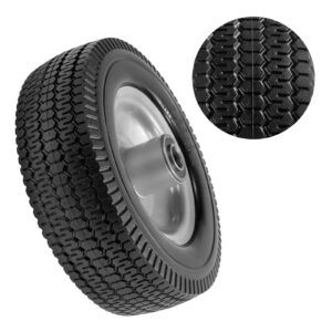 LTNICER 10" Solid PU Tires and Wheels,2-Pack Tires 4.10/3.50-4 Flat Free Tubeless Tire Replacement Wheels for Garden Cart, Hand Truck, Wheelbarrows- 5/8"Axle Bore Hole,2 1/4" Offset Hub