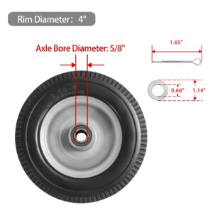 LTNICER 10" Solid PU Tires and Wheels,2-Pack Tires 4.10/3.50-4 Flat Free Tubeless Tire Replacement Wheels for Garden Cart, Hand Truck, Wheelbarrows- 5/8"Axle Bore Hole,2 1/4" Offset Hub