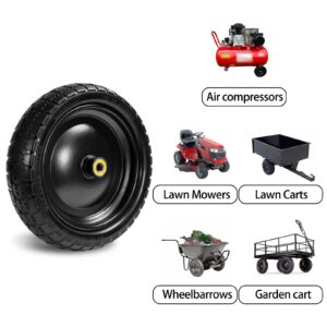 LTNICER 13" Tire Compatible with Gorilla Cart, 4.00-6 Flat Free Solid Tire and Wheel (Solid Polyurethane) for Wagon,Wheelbarrow,Yard Trailers-5/8" Bearings,Offset Hub 2.1" (2 Pack)