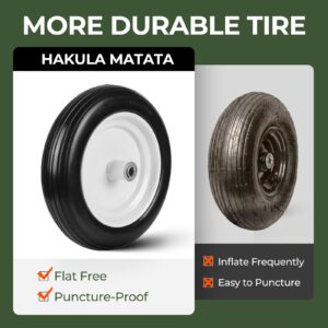 13" 3.50-8" Solid Flat Free Tires and Wheels 2 Pack, Rubber Tire Replacement with 5/8" Axle Bore Hole, Air less Wheel for Hand Truck/Trolley/Garden Cart/Lawn Mower/Wheelbarrow, 2P, Black, 13In