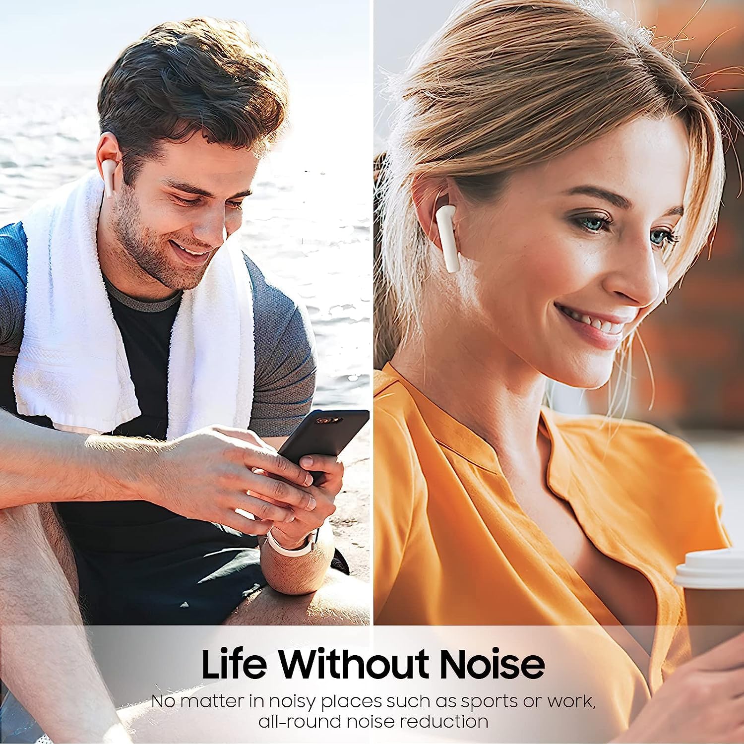 Wireless Earbuds, Bluetooth Earbuds Touch Control Stereo Sound Bluetooth Headphones with Mic, 35H Playtime IPX7 Waterproof Wireless Ear Buds with Type C Charging Case for airpod iPhone Android iOS