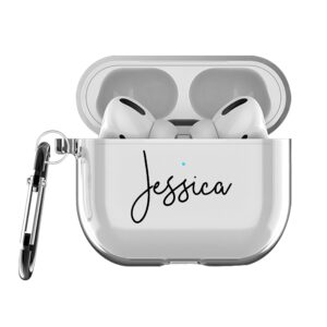 marblefy personalized airpod 3 case with keychain running strap, customized with name on clear airpods 3rd generation case cover set, great cute gift for women and girls