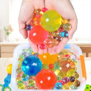 non toxic water gel beads 500pcs giant & 20000pcs small kit, rainbow mix water gel beads growing balls for vases filler, wedding and home decoration