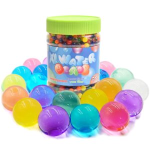 1000pcs large water gel beads non toxic, jumbo water gel beads rainbow mix growing balls for vase filler, wedding and home decoration