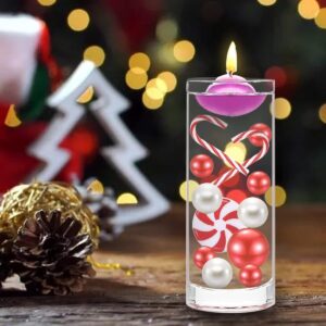 Cqueni Christmas Vase Filler 10091 PCS Red White Floating Pearls Vase Filler Beads Water Beads Candy Cane Christmas Vase Filler for Holiday Party Decor