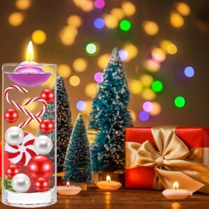 Cqueni Christmas Vase Filler 10091 PCS Red White Floating Pearls Vase Filler Beads Water Beads Candy Cane Christmas Vase Filler for Holiday Party Decor