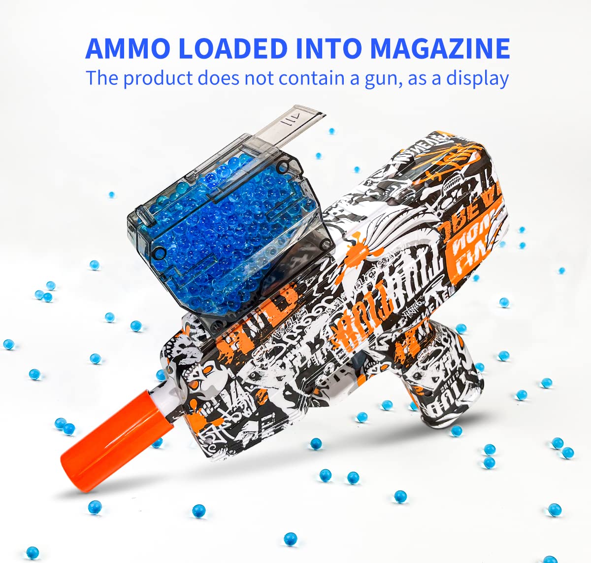 Banvih Gel Gun Blaster Refill Ammo - 7-8mm, 8Pack, 80000 Pieces, 7.5mm Splatter Water Balls Beads Bullets Compatible for Splatrball, Splat Gun, Orby Gun Etc - Blue Green Purple Orange, for Ages 14+