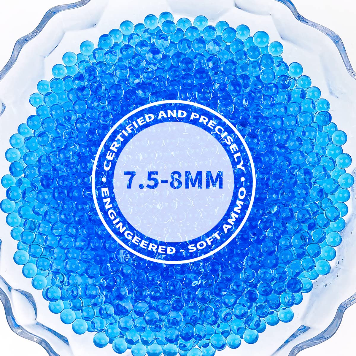 Banvih Gel Gun Blaster Refill Ammo - 7-8mm, 8Pack, 80000 Pieces, 7.5mm Splatter Water Balls Beads Bullets Compatible for Splatrball, Splat Gun, Orby Gun Etc - Blue Green Purple Orange, for Ages 14+