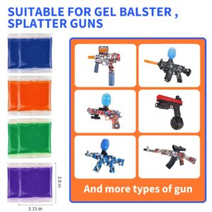 Banvih Gel Gun Blaster Refill Ammo - 7-8mm, 8Pack, 80000 Pieces, 7.5mm Splatter Water Balls Beads Bullets Compatible for Splatrball, Splat Gun, Orby Gun Etc - Blue Green Purple Orange, for Ages 14+