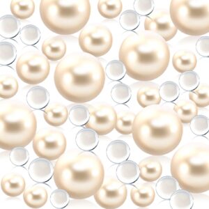 white floating pearls | 150pcs white pearls bead for centerpieces vases, white no hole beads | 8/14/20 mm floating beads | white vase fillers, vase filler pearl party decor