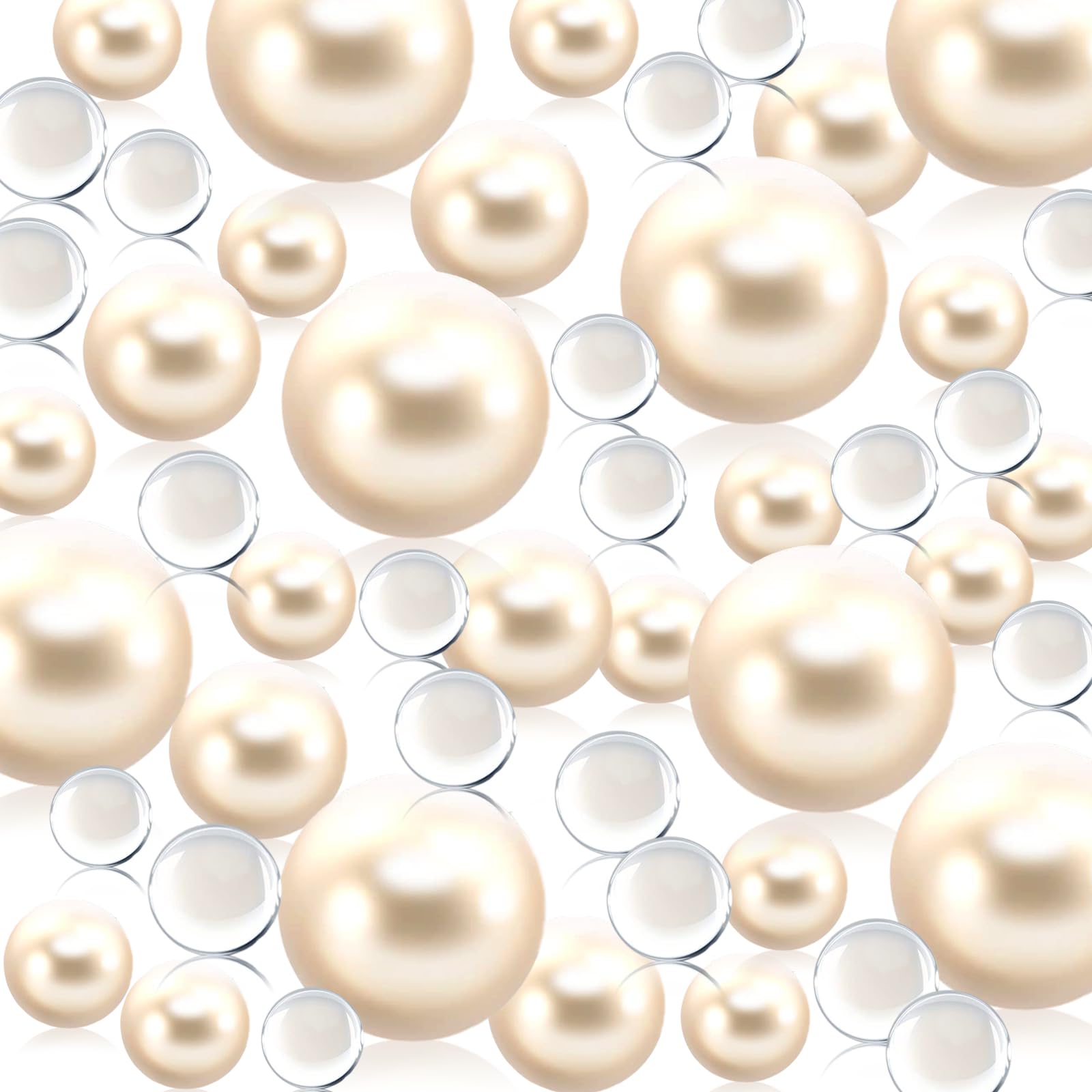 White Floating Pearls | 150PCS White Pearls Bead for Centerpieces Vases, White No Hole Beads | 8/14/20 mm Floating Beads | White Vase Fillers, Vase Filler Pearl Party Decor