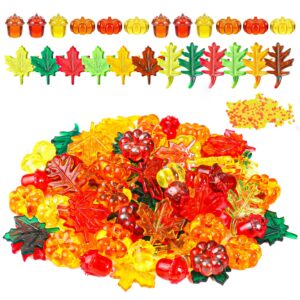 japior fall vase filler decorations 90pcs acrylic fall leaves pumpkin marbles pine cones 510pcs water beads decor centerpiece table decorations for thanksgiving halloween autumn