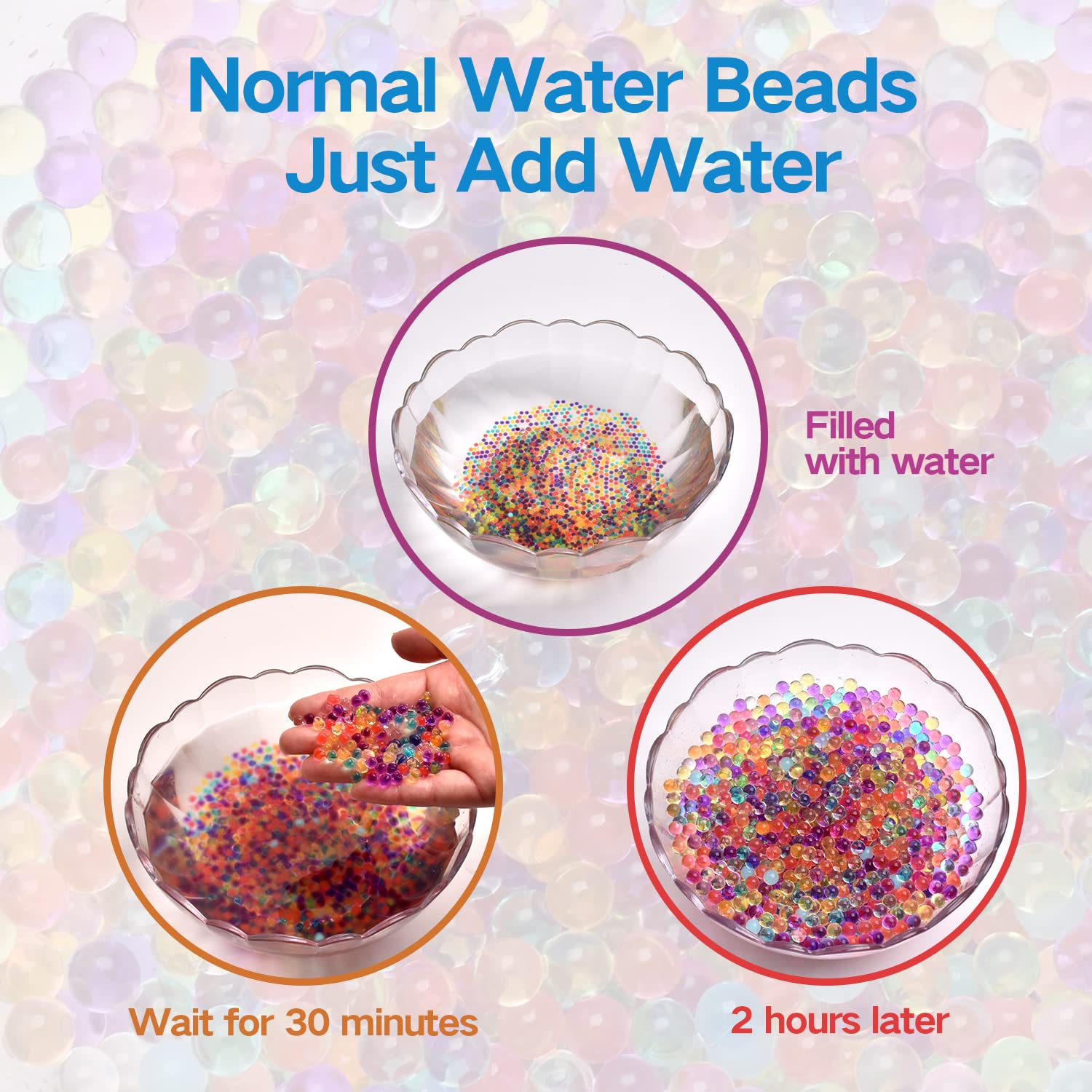 Water Ball Beads Refill Ammo Gel Splater Ball Blaster Bullets for Gel Blasters Non-Toxic Eco Friendly Water Gel Beads for Gel Home Decor(7-8 mm,10 Pack,100000pcs), 14 years +