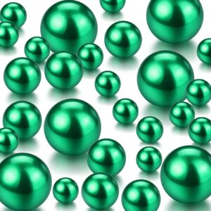 150 pieces vase filler faux pearls vase makeup beads no hole gloss pearl beads mixed sizes round pearls for vase home party wedding decor, 8/14/20 mm (green)