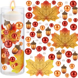 jetec 2116 pieces thanksgiving vase filler faux pearl for vase filler fall vase filler water gels bead candle centerpiece for thanksgiving fall table party decoration (acorn maple leaf style)