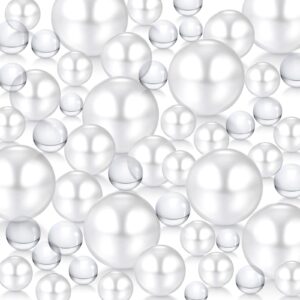 sureio 6400 pieces no hole pearls for centerpieces vase filler beads clear water gel polished pearls for home candle wedding birthday party table decor 8/14/20 mm (white)