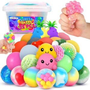 stress balls squishy fidget toys: oleoletoy 32 pack stress balls for adults, squishy ball sensory toy with autism, classroom prizes, birthday party favors, goodie bag stuffers, and travel toy gifts