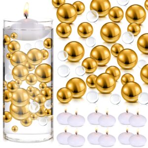 fumete 10162 pcs suspending candles for centerpieces transparent water gel beads for vases pearl beads for vase filler wedding valentine galentine party floral decorations(gold)