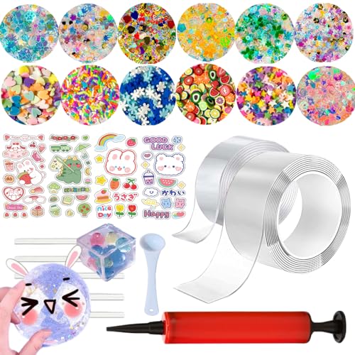 Nano Tape Bubble Kit, Nano Double Sided Adhesive Tape Bubbles, Handmade DIY Nano Stress Balls Kit for Boys and Girls Party Favors and Kids Craft Fidget Toys Set 2PCS (2"&1.2")