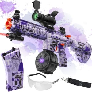 large gel ball blaster with drum, manual & automatic dual mode splatter ball blaster, for outdoor activities -team game, purple