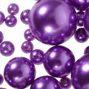 No Hole Floating Pearls Gems Purple Glossy Faux Pearls for Vase Filler Wedding Table Scatter Makeup Holder 125pcs