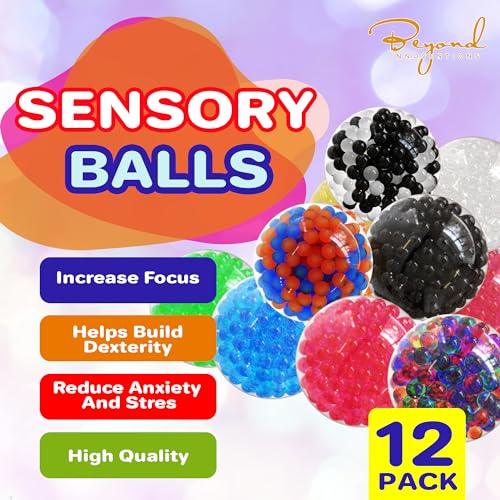 Stress Balls Set - 12 Pack - Stress Balls Fidget Toys for Adults - Sensory Ball, Squishy Balls, Anxiety Relief Calming Tool - Fidget Stress Toys for Autism & ADD/ADHD