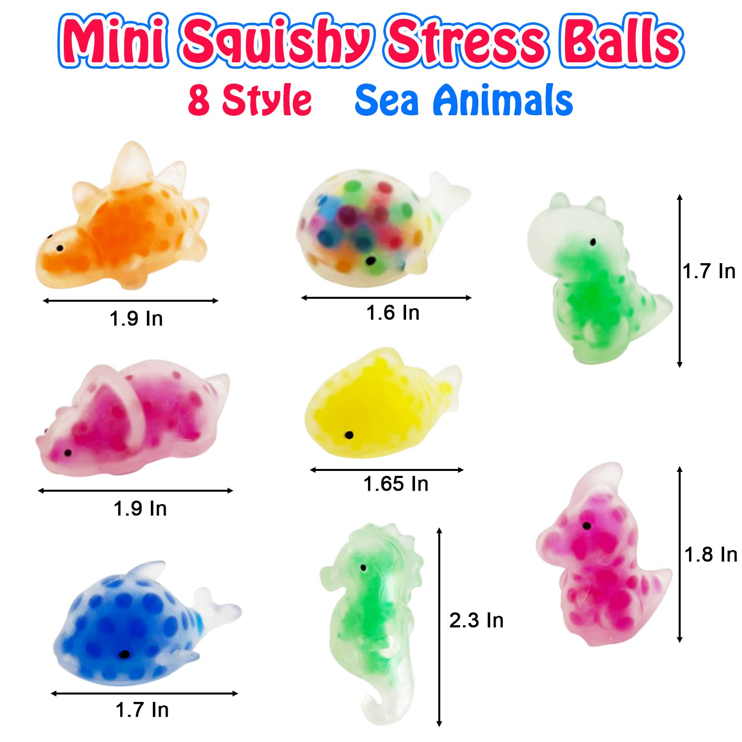 24PCS Sea Animals Stress Balls,Squeeze Stretchable Fidget Balls,Valentines Day Gifts for Adults to Relax,Party Favor,Easter Gift