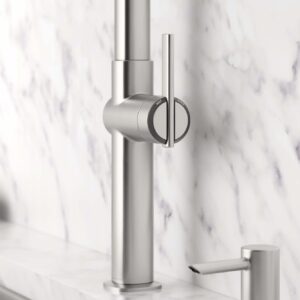 Kohler R22153-SD-VS Rune Single Handle Kitchen Faucet with Pull Down Sprayer and Soap Dispenser, Vibrant Stainless