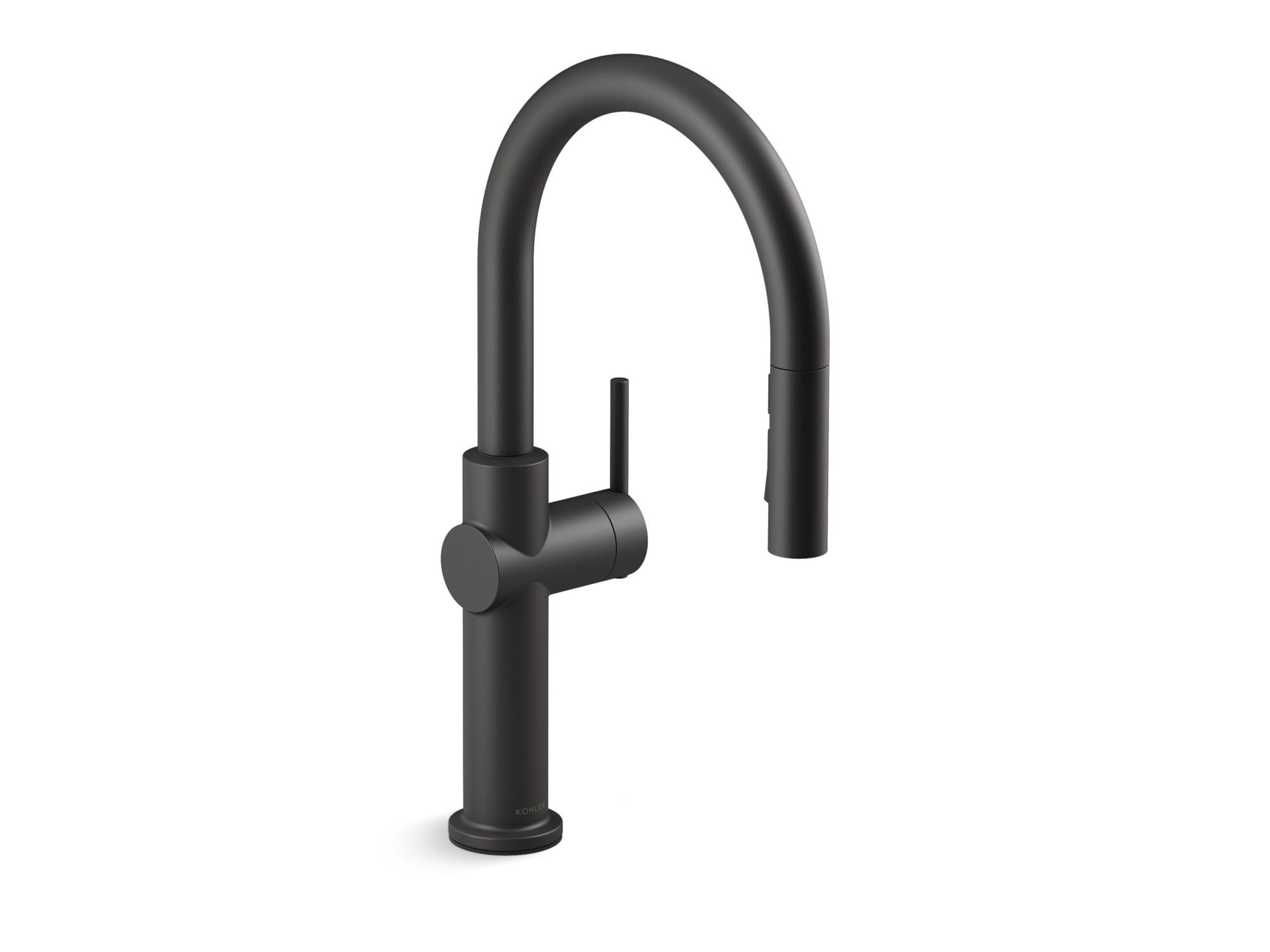 KOHLER 22972-BL Crue Pull Down Kitchen Faucet, Kitchen Sink Faucet with Pull-Down Sprayer, Pull-Down Kitchen Sink Faucet with Multi Function Spray Head, Matte Black