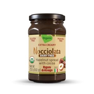 rigoni di asiago organic dairy free nocciolata classic hazelnut spread, 8.82 oz (pack of 1)