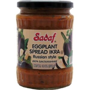 sadaf eggplant spread - eggplant spread for cooking and food flavoring - russian style ikra - eggplant dip - kosher - 19 oz jar